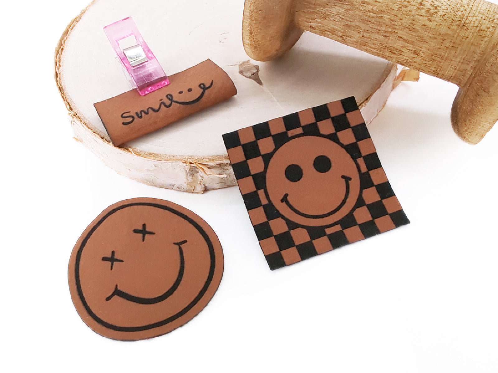 SET Kunstleder-Label "Smiley Checkerboard", 3er Set – JoMilu - Stoffe ...